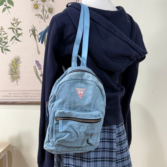 Guess | Bags | Guess Triangle Logo Usa Light Blue Denim Jean Mini ...